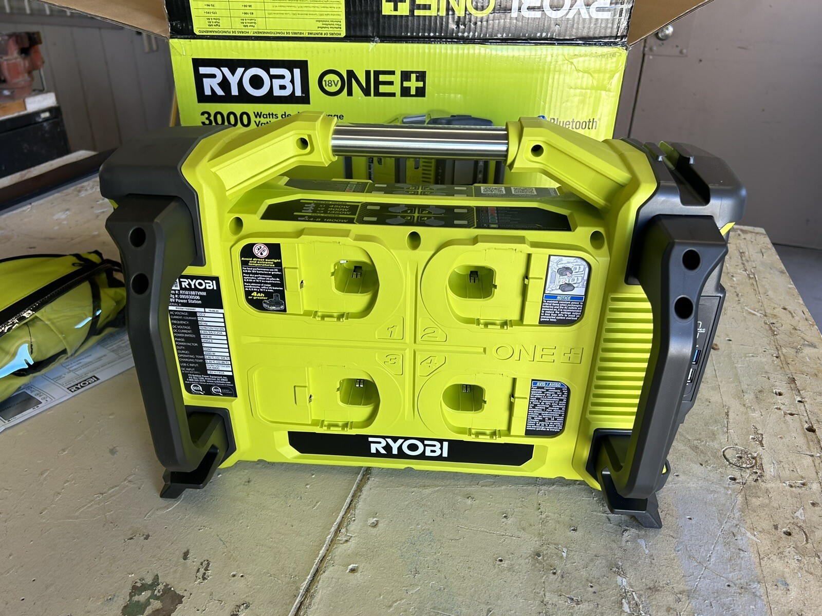 Brand New RYOBI One+ 18 Volt Power Station Battery Inverter Generator ...