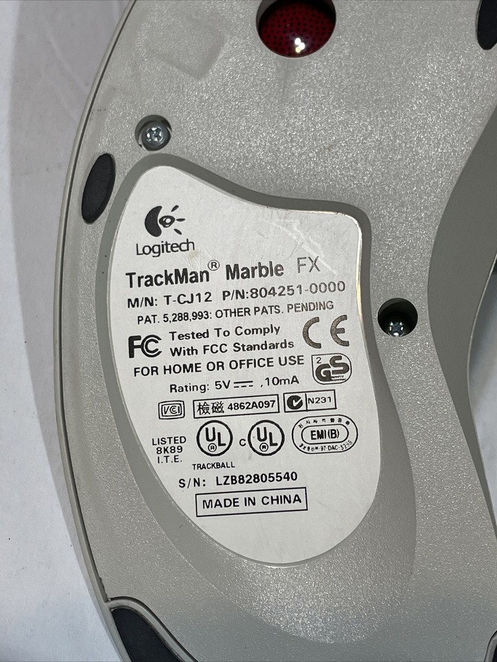 Logitech TrackMan Marble FX T-CJ12 Wired PC Mouse Vintage Computer ...