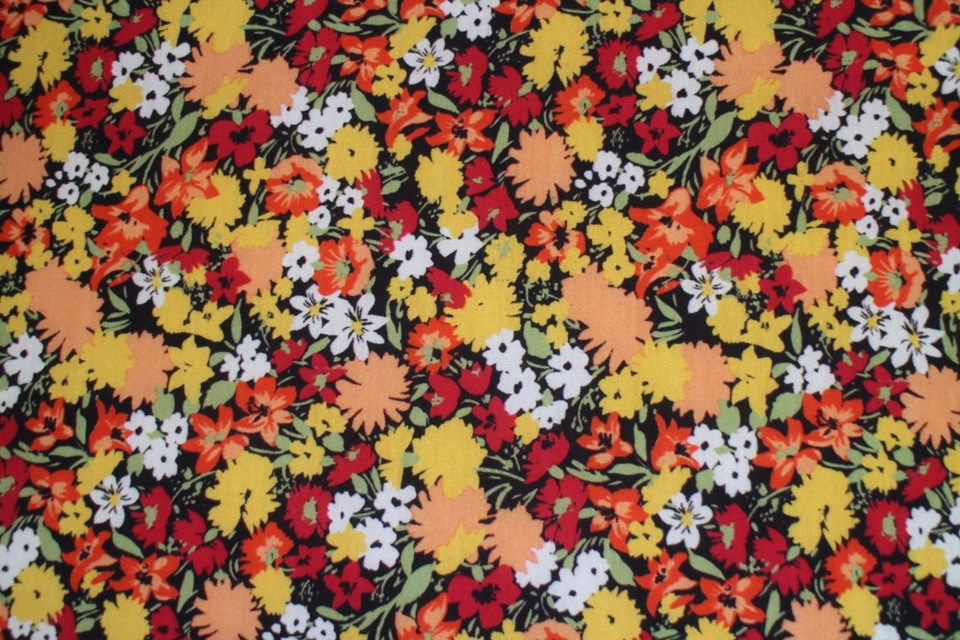 Floral Print Cotton Viscose Jersey Dress Fabric 150 Cm Wide | yellow ...