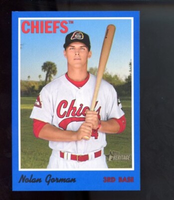 2019 Topps Heritage /99 NOLAN GORMAN Minor League Edition Real One Blue ...
