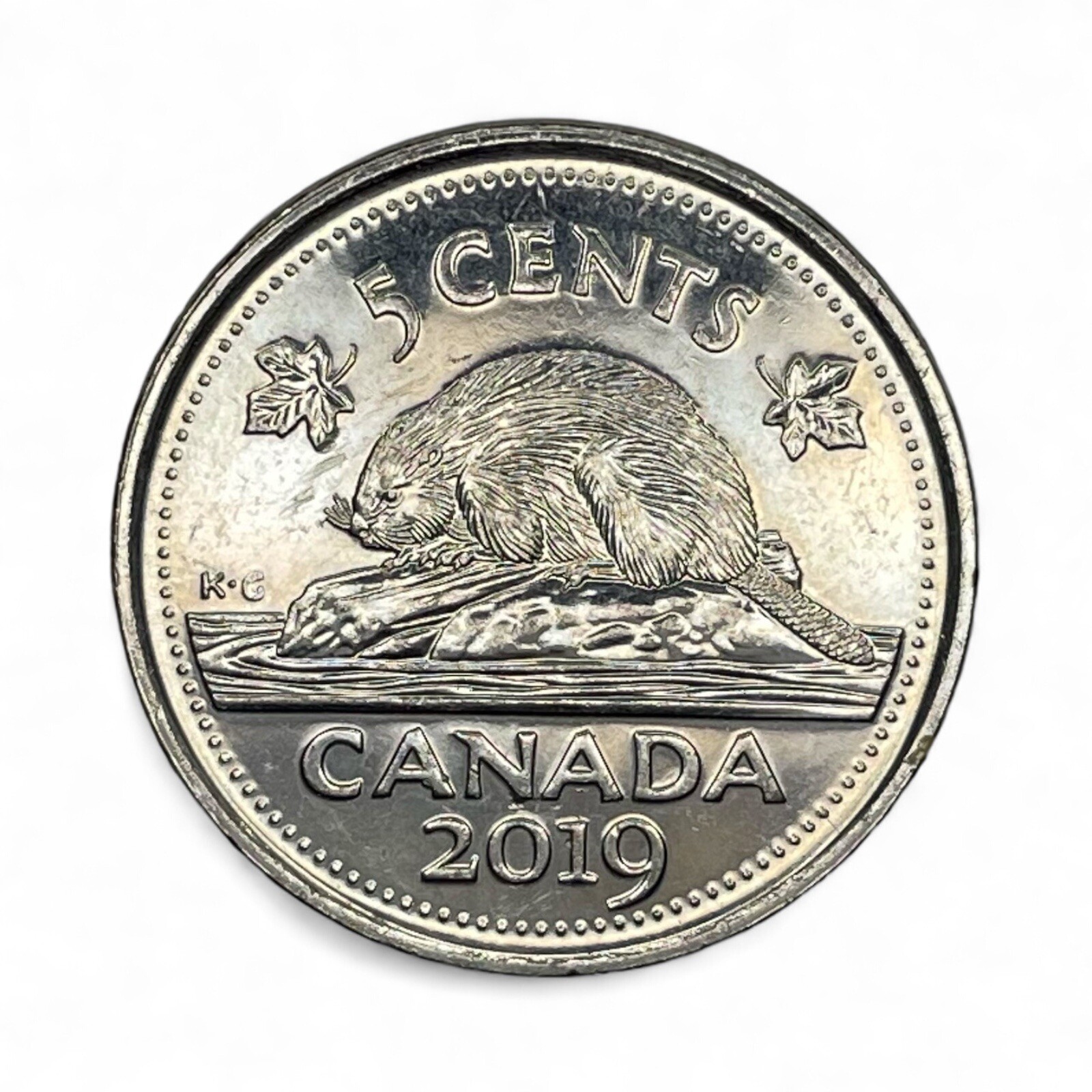 2019 - Leaf Canada 5 cent BEAVER Elizabeth II 4th Portrait Magnetic w ...
