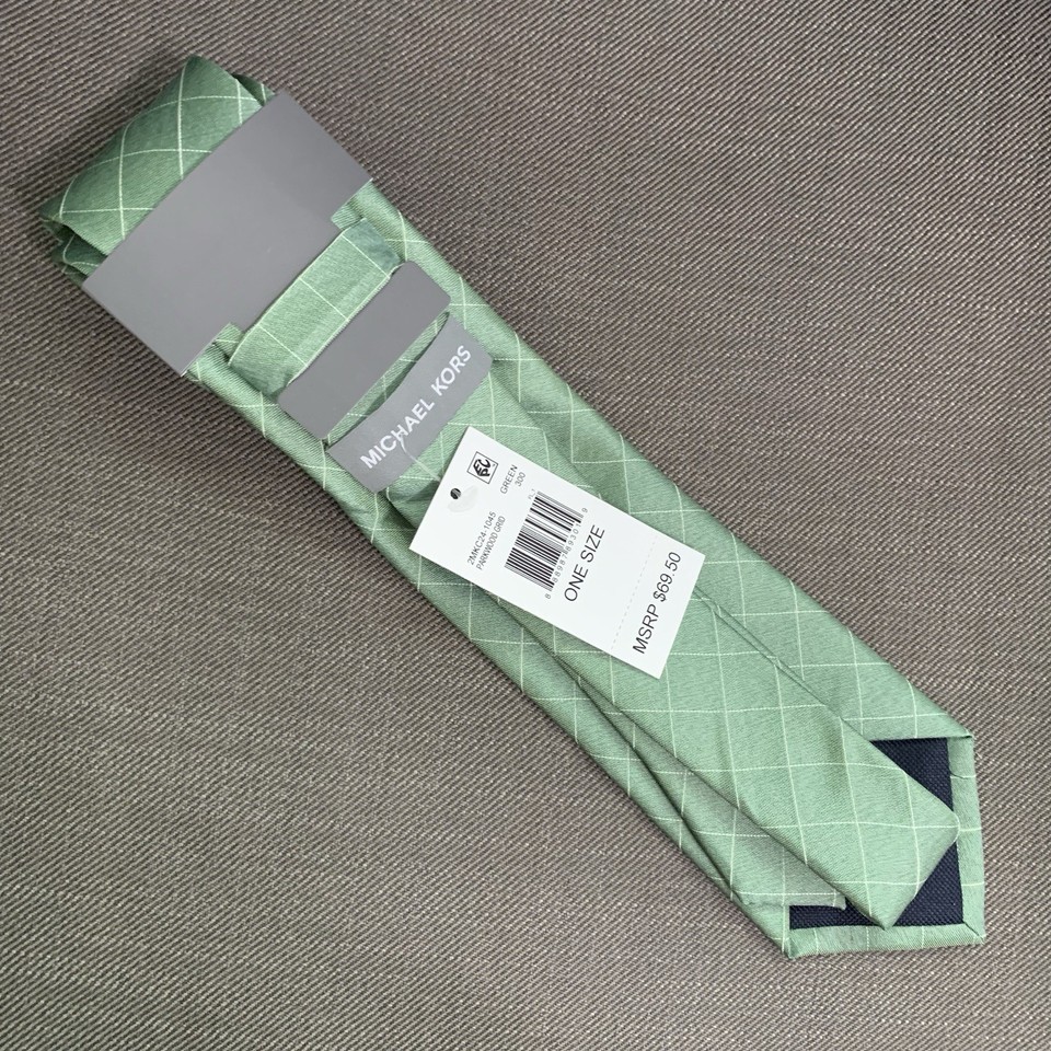 Michael Kors Men's Neck Tie Green Grid Silk Blend MSRP $69.50 | eBay