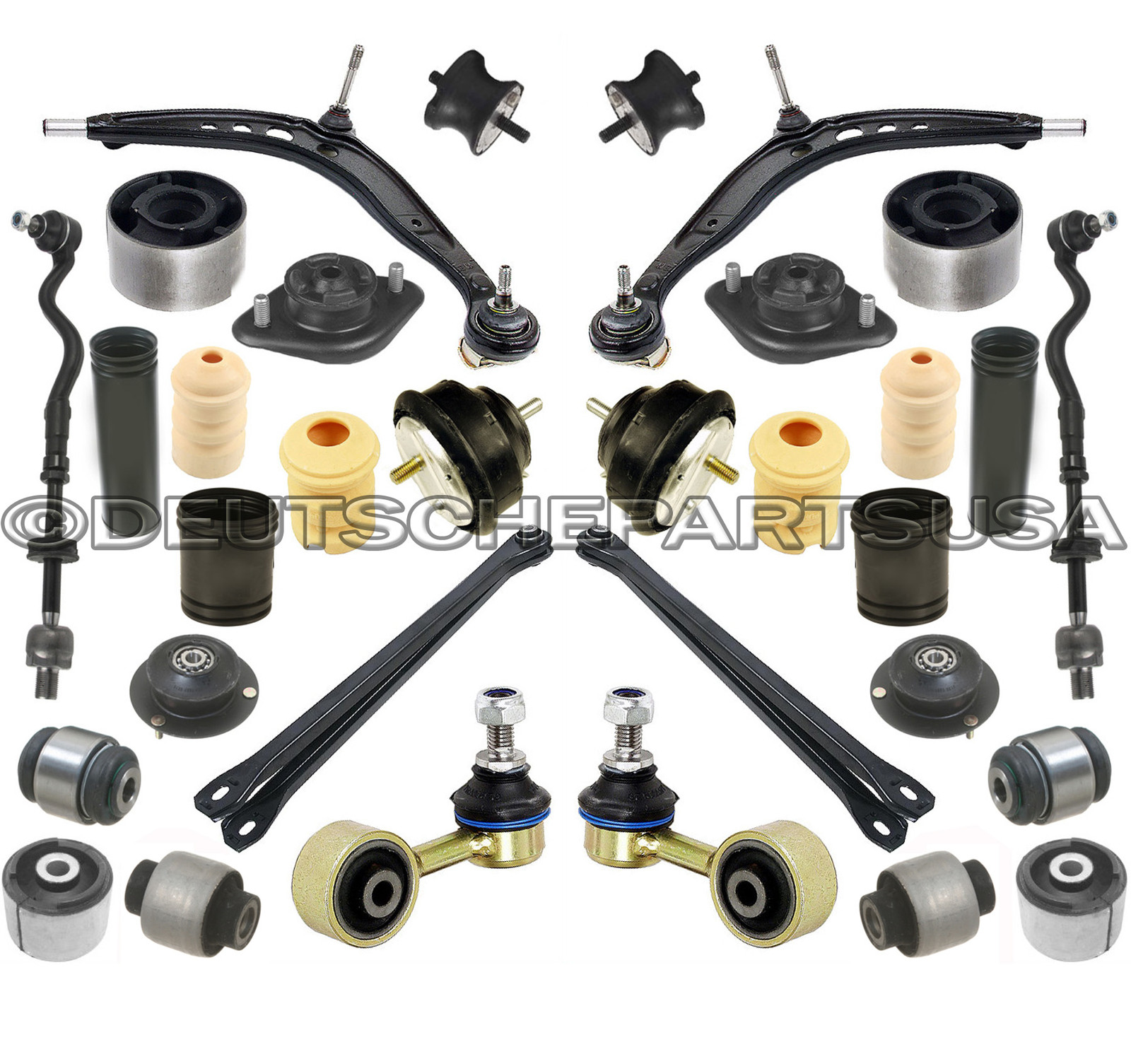 FRONT REAR CONTROL ARM TIE ROD BUSHINGS SUSPENSION KIT 32 for BMW E36 ...