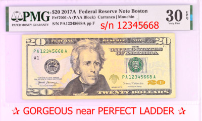 12345668 NEAR PERFECT LADDER ASCENDING Fancy serial $20 Federal Reser ...