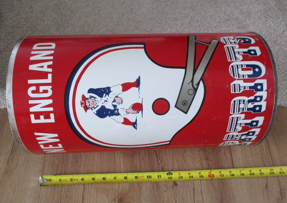1980'S NFL FOOTBALL TEAM NEW ENGLAND PATRIOTS 19 " METAL TRASH CAN OLD ...