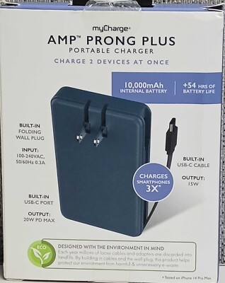 myCharge PowerHub Plus 6000mAh/15W Output Power Bank with Integrated ...