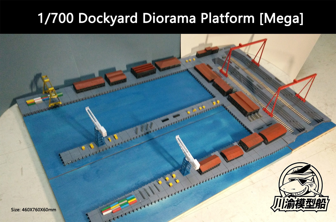 1/700 Dockyard Shipyard Diorama Platform includes Wooden Buildings Mega ...
