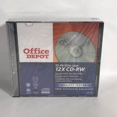 Office Depot Brand 10 Pack CD-RW 12X Speed 700MB 80Min Music Data ...