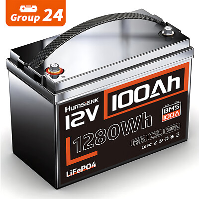 Humsienk 12V 100Ah Lithium LiFePO4 Battery BMS 15000+ Cycle RV Solar ...