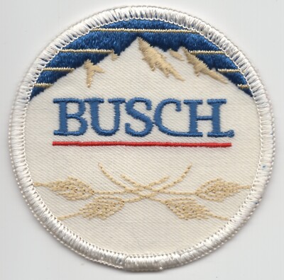 BUSCH BEER Embroidered Sew-On White Field w/ White Border Advertising ...