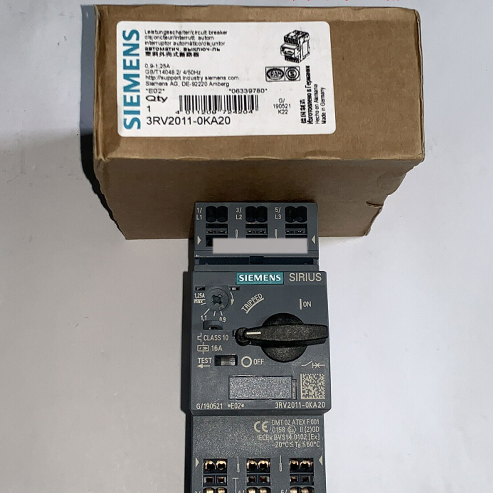 NEW SIEMENS 3RV2011-0KA20 Circuit Breaker Overload Relay0.9-1.25A Fast ...