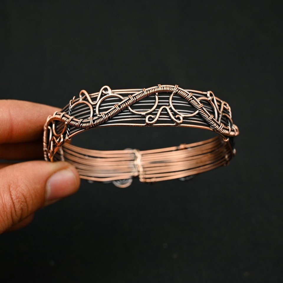 Copper Wire Wrapped Cuff Designer Adjustable Handmade Bangle Bracelet ...