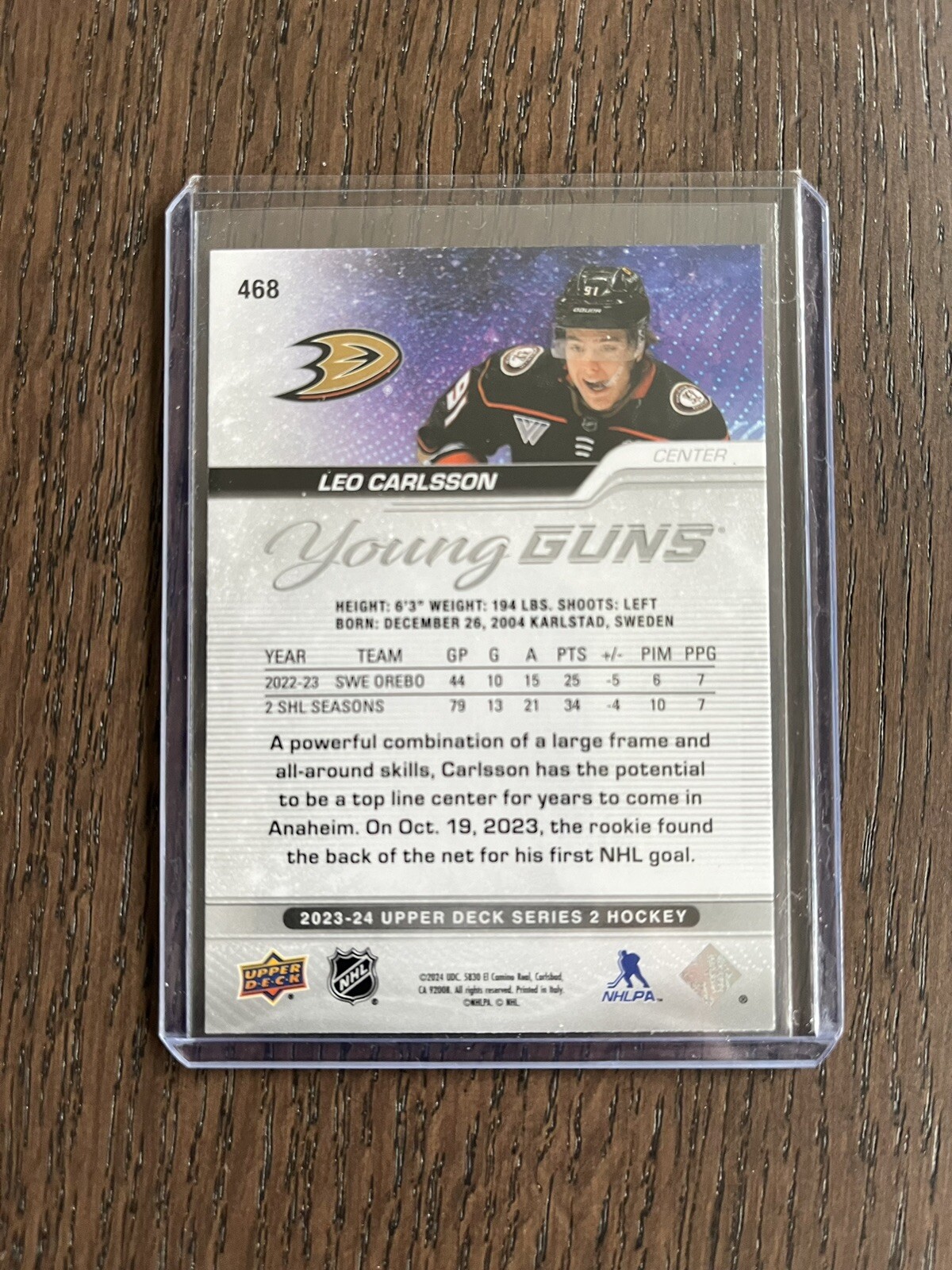 2023-24 Upper Deck Series 2 Leo Carlsson #468 Young Guns | eBay