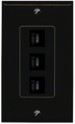 3 Port 3 USBC Wall Plate Black DecorZ | eBay