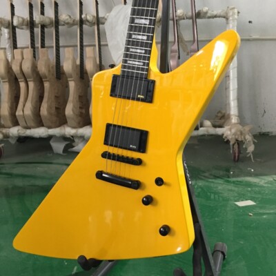Yellow Explorer HH Pickups Electric Guitar Black Hardware Mahogany Body ...