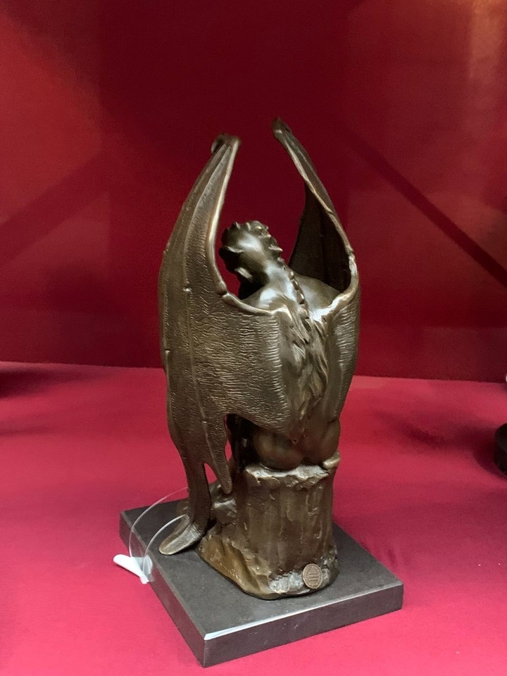 Bronze Devil Sculpture Statue Feuchere Faun Marble Winged Lucifer ...