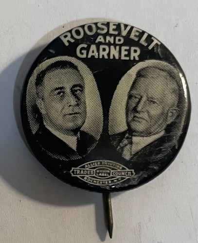 ROOSEVELT AND GARNER pinback button 1932-1936 | eBay