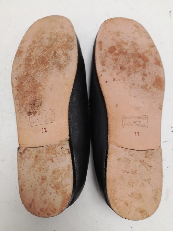 Samuel Windsor Handmade Black Leather Slippers UK Size 11 | eBay UK