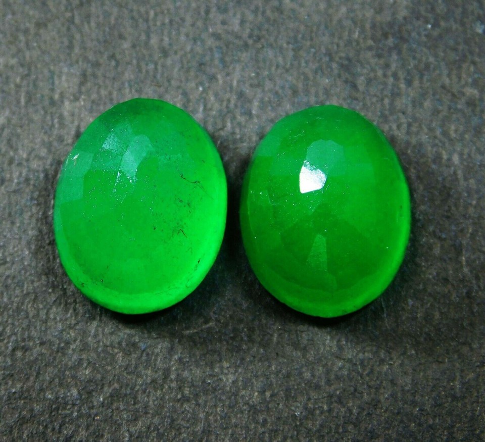 CERTIFIED Oval Cut Pair 8 to 10 Ct Natural Emerald Green Loose Gemstone ...