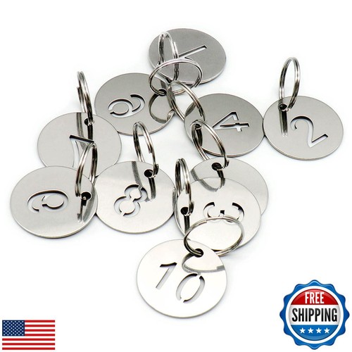 Stainless Steel 1-10 Numbered Key Tags with Labels - Coat Check and ...