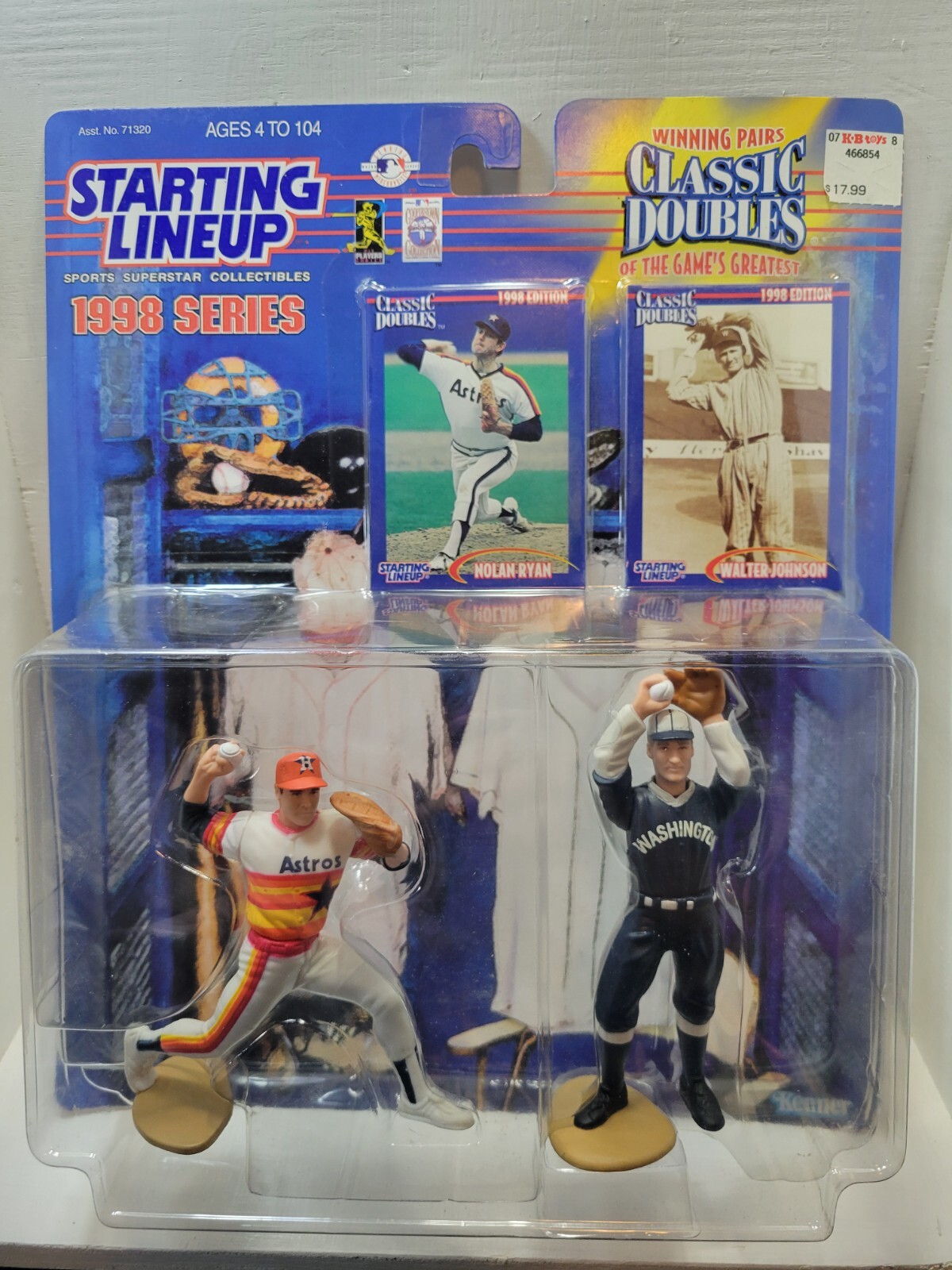1998 STARTING LINEUP KENNER CLASSIC DOUBLES NOLAN RYAN WALTER JOHNSON ...