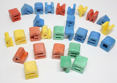 MATTEL 1971 TUFF STUFF BLOCKS Chunky Letters Complete Alphabet Lot of ...
