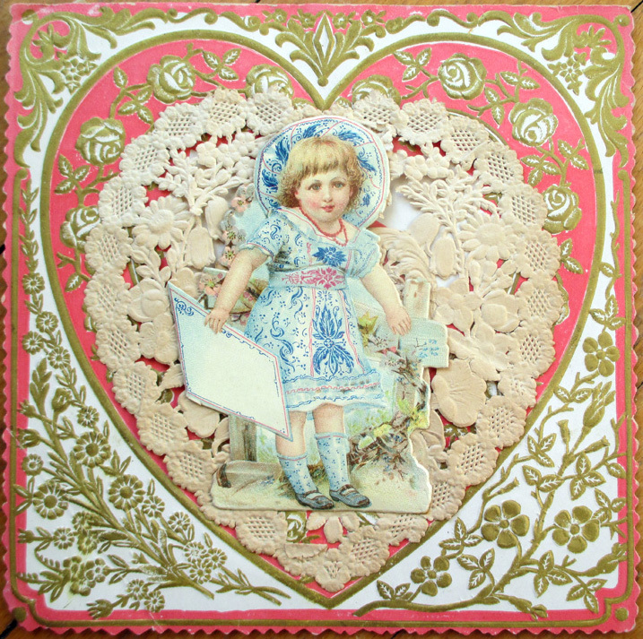 1900 Victorian Greeting Card-Hand Made w/Diecut Scrap & Lace-Aldrich ...