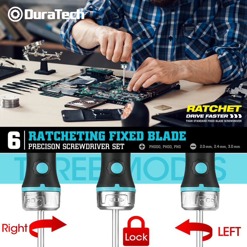 DuraTech 6PCS Precision Screwdriver Set Phillips Slotted Magnetic Screw ...