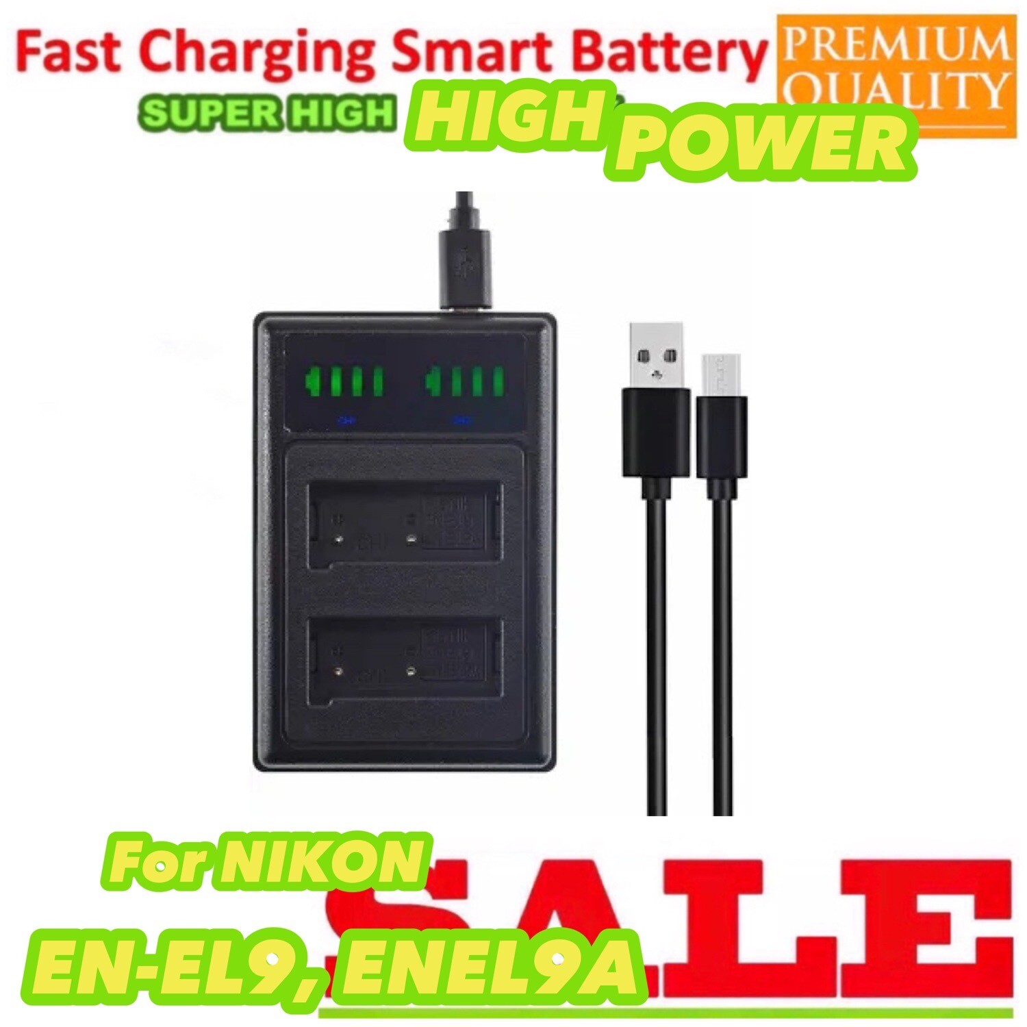 2x2.8A Battery for Nikon EN-EL9 | 65032 | DSLR D40 D60 D3000 D5000 ...