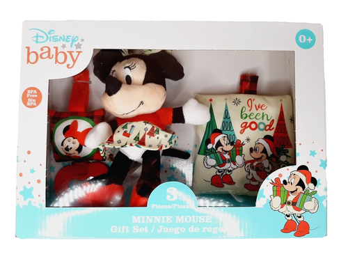 Disney Baby 3 piece Minnie Mouse Christmas Gift Set Plush, Rattle ...
