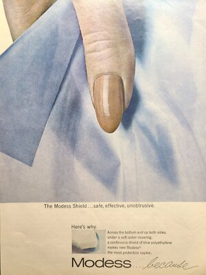 Modess Shield Protective Napkin Feminine Hygeine Vintage Print Ad 1965 ...