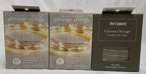 3 Boxes Pier 1 Imports Glimmer Strings Flexible LED Lights (1) 5ft (2 ...