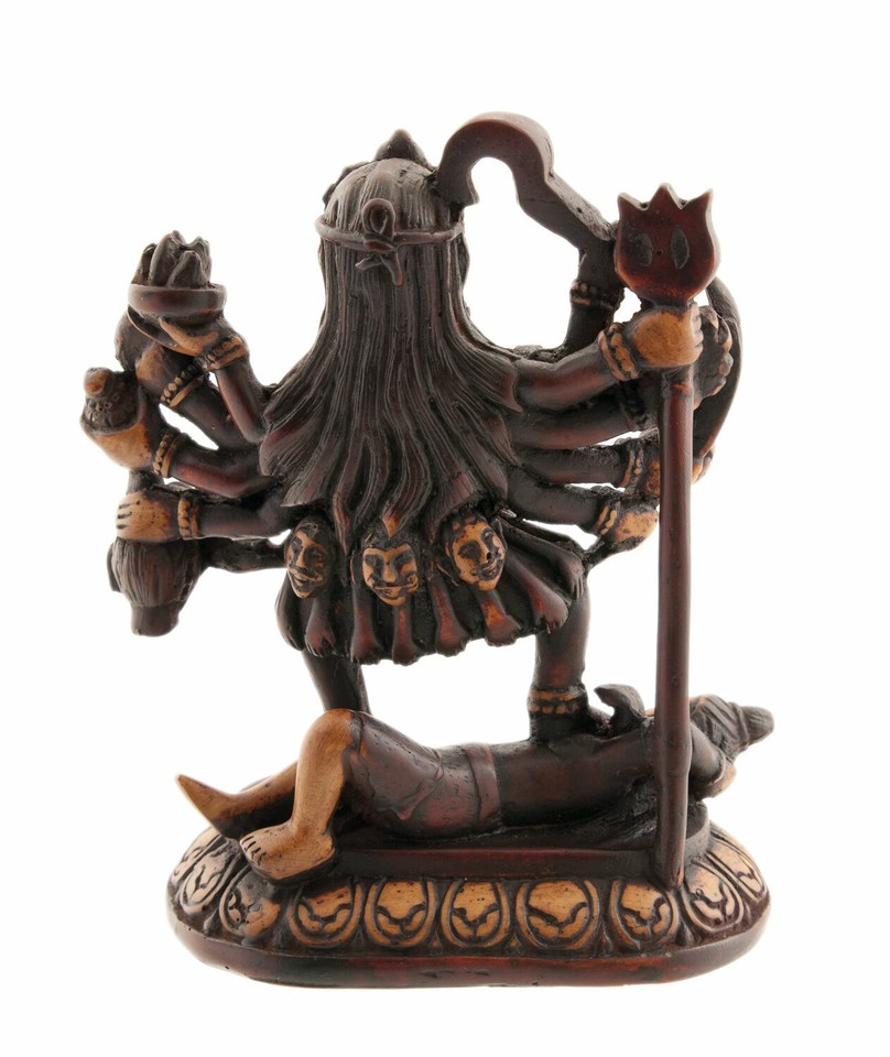 Statue of Kali or Mahakali Hindu God in Brown and Bordeaux Resin Nepal ...