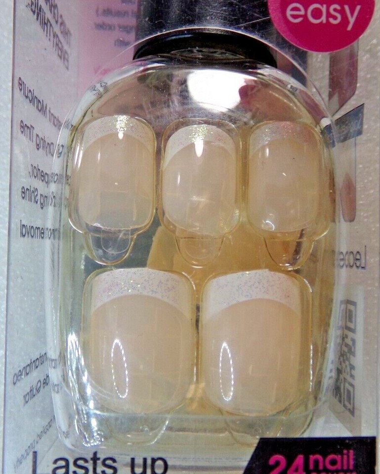 Nadeco Nails "Compare to imPRESS" Press-on Nails short, Shiny Blue Pink ...