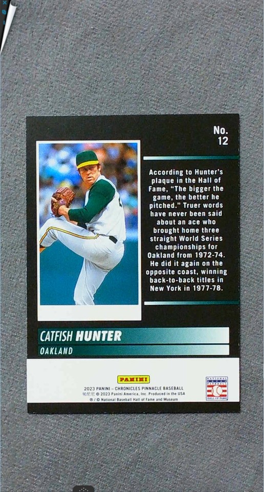 2023 Panini Chronicles Pinnacle #12 Catfish Hunter Athletics | eBay