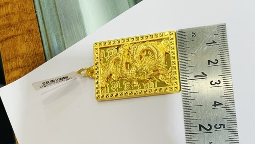 24k Yellow Gold Rectangle Dragon Diamond Cut Pendant 19.97Grams | eBay