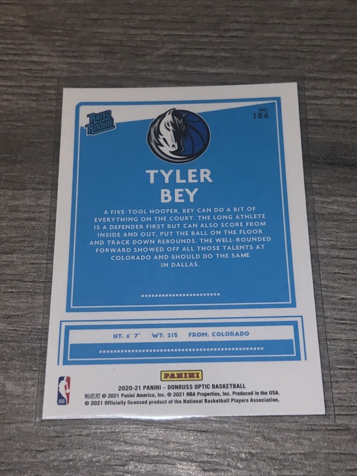 2020-21 Panini Donruss Optic TYLER BEY Rated Rookie RC #186 Dallas ...