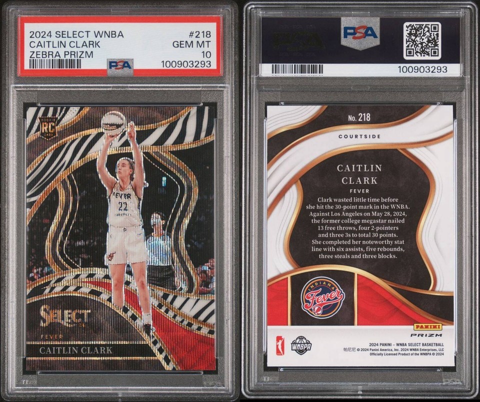 2024 Panini Select CAITLIN CLARK Courtside Rookie ZEBRA SSP PSA 10 ...
