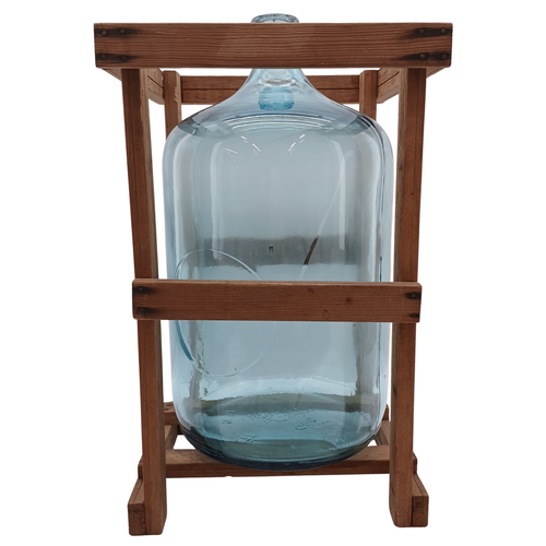 VTG 5-Gallon Glass Carboy in Wooden Crate Blue Tint Jug for Winemaking ...