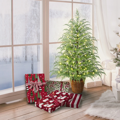 My Texas House 4-Foot Pre-Lit Green Cypress Artificial Christmas Potted ...