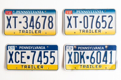 Lot - (4) Pennsylvania license plates - all TRAILER - Tri color | eBay