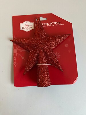 Holiday Time red glitter Star Christmas Mini Tree Topper 6" x 5" | eBay