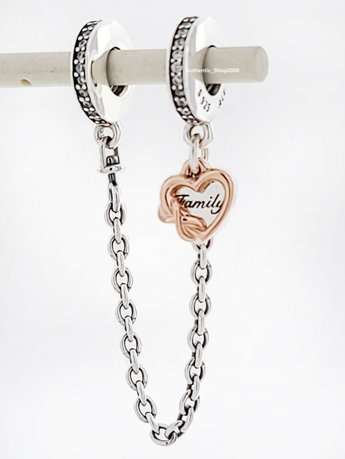 New 100% Authentic PANDORA 925 14k Family Heart Safety Chain Charm ...
