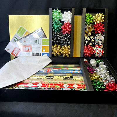 44+ Piece Deluxe Christmas Gift Wrap Kit: Paper, Bows, Ribbon, Tags ...