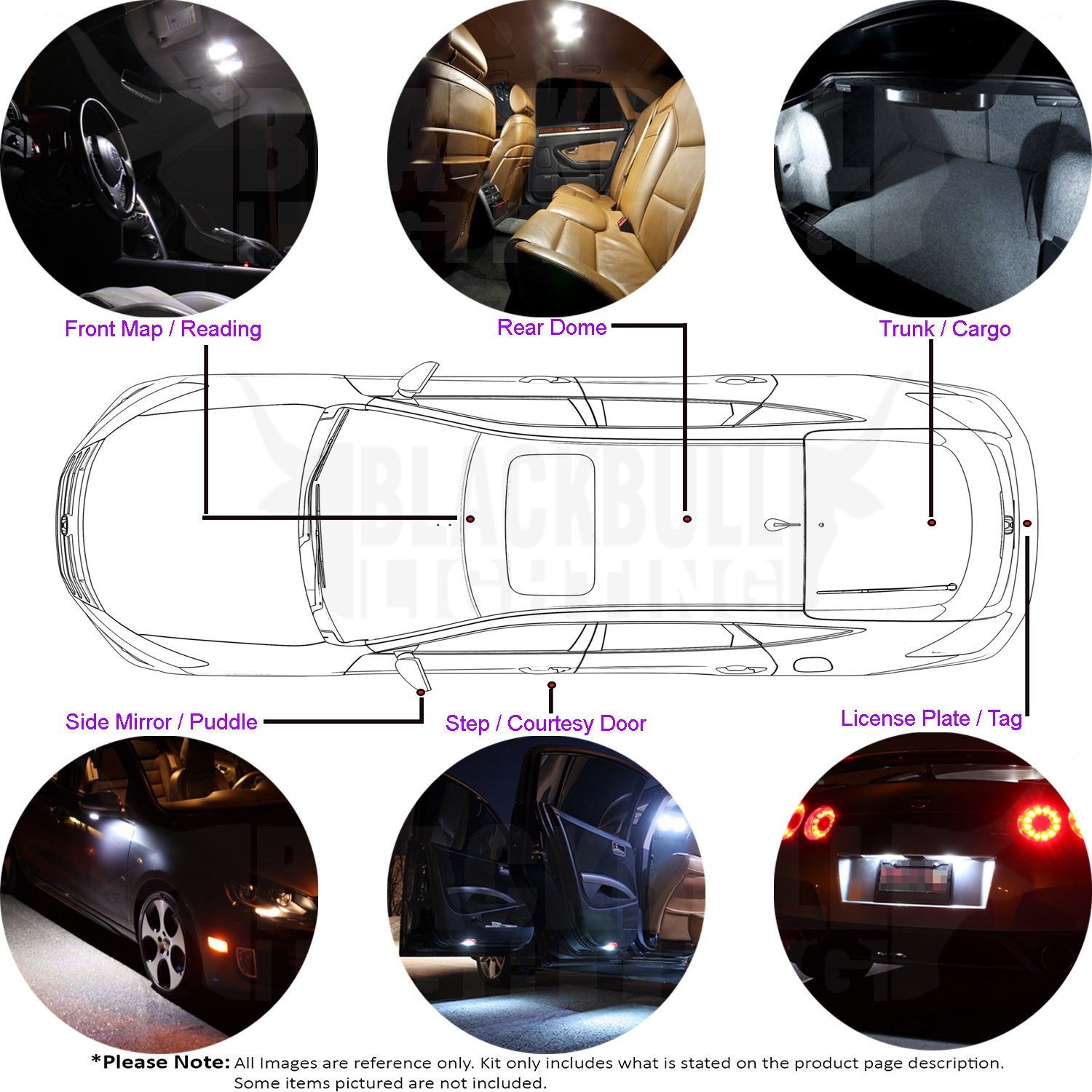 White LED Interior Light Package Package Kit for 2008-2017 Nissan Rogue ...