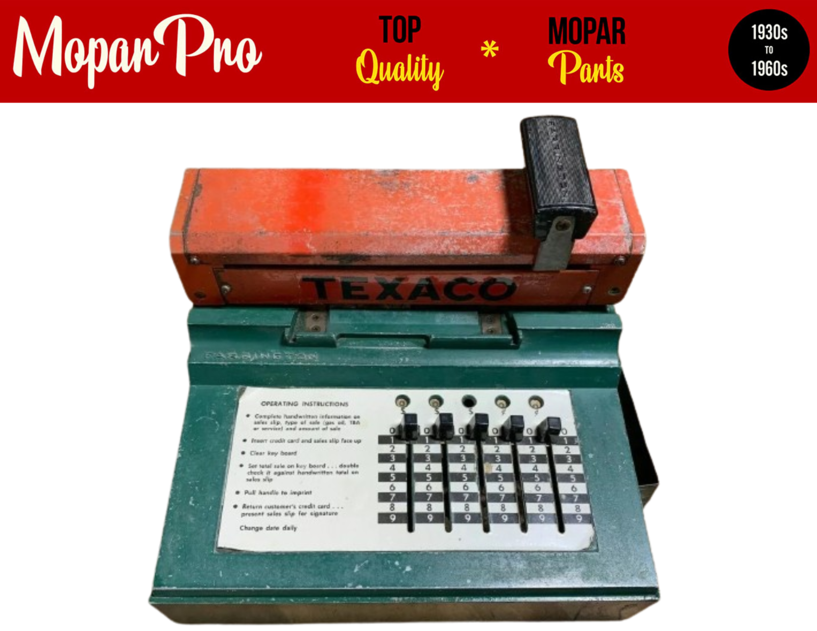 VINTAGE TEXACO GAS STATION FARRINGTON HAND OPERATED SLIDE CREDIT CARD ...