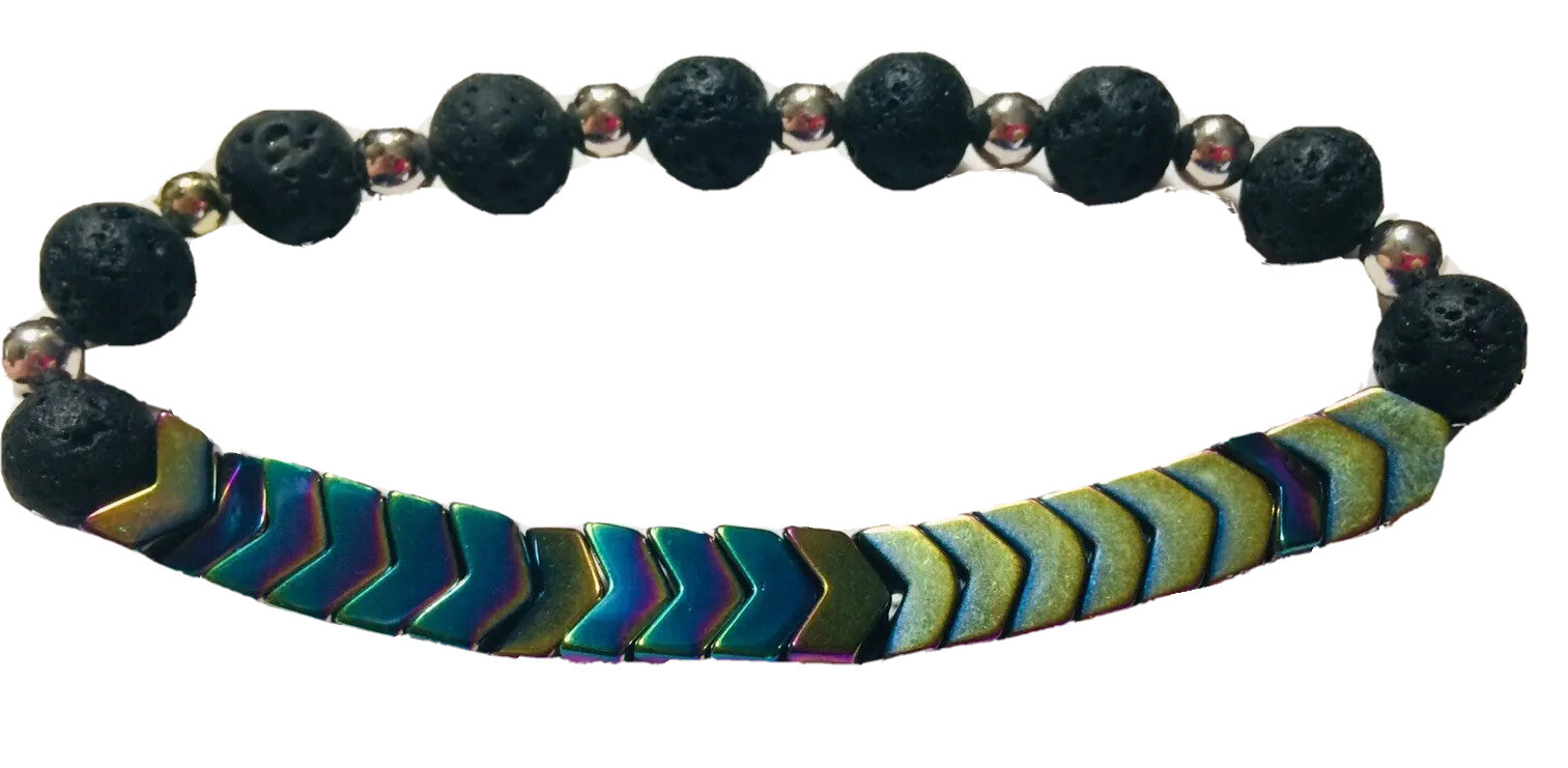 Healing Bracelet Pain Anxiety Relief Natural Hematite & Lava Stones ...