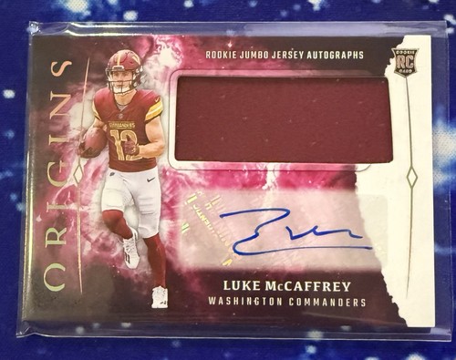 2024 Panini Origins Luke McCaffrey Rookie Jumbo Jersey Autographed Card ...