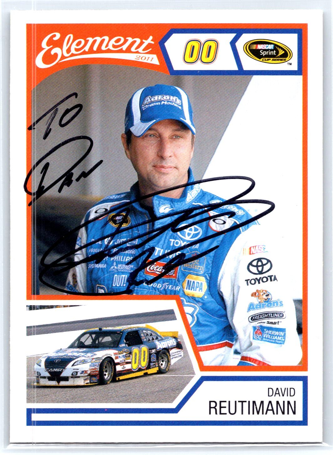 David Reutimann Signed Autographed Card 2011 Wheels Element #28 "To Dan ...
