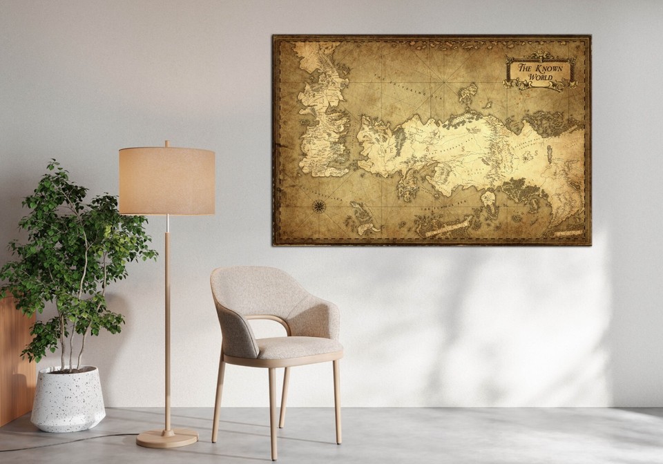 The Known World Map Canvas,Game of Thrones Map Canvas Wall Art, Game of ...